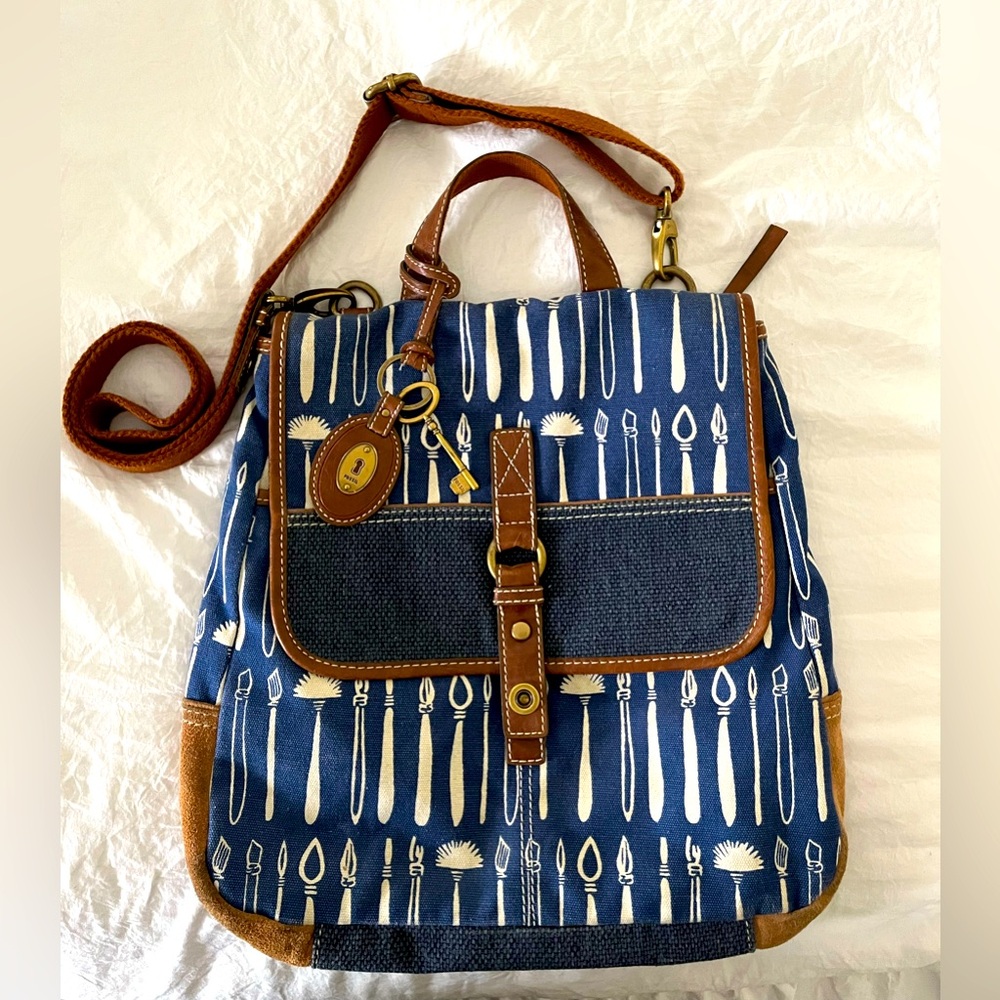 Vintage Fossil Purse Fossil Crossbody/Backpack Art Te… - Gem